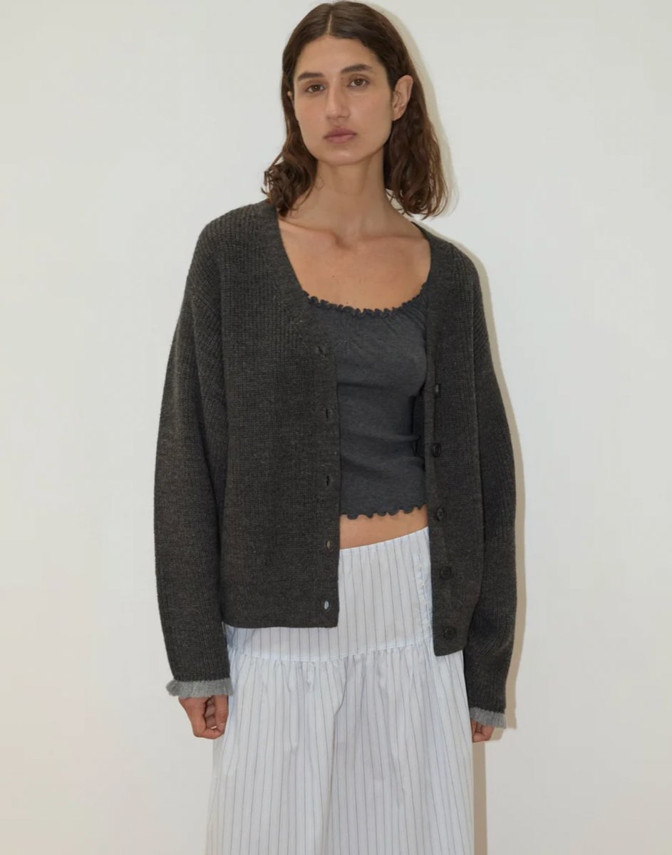 Deiji Studios - Flounce Cardigan / Charcoal – Here.